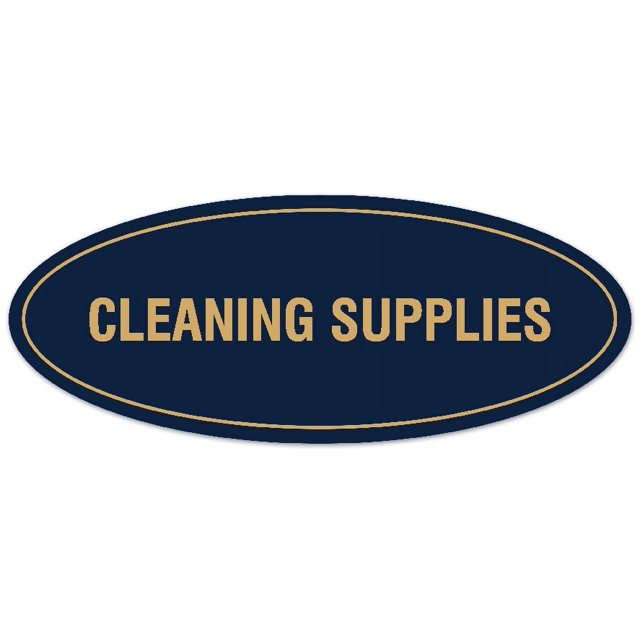 Signs ByLITA Oval CLEANING SUPPLIES Sign - Laser-Engraved Lettering ...