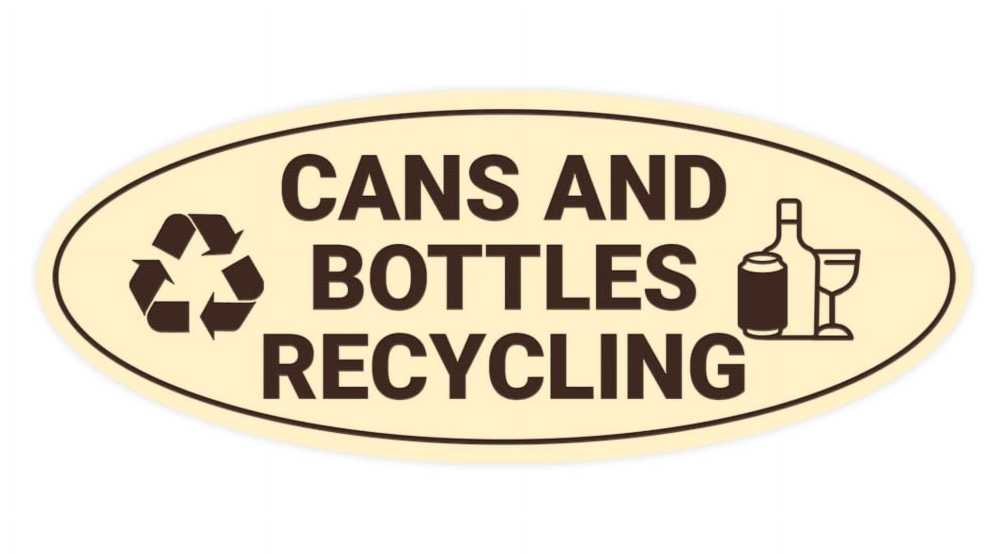 Signs ByLITA Oval Cans and bottles recycling Sign - Laser-Engraved ...