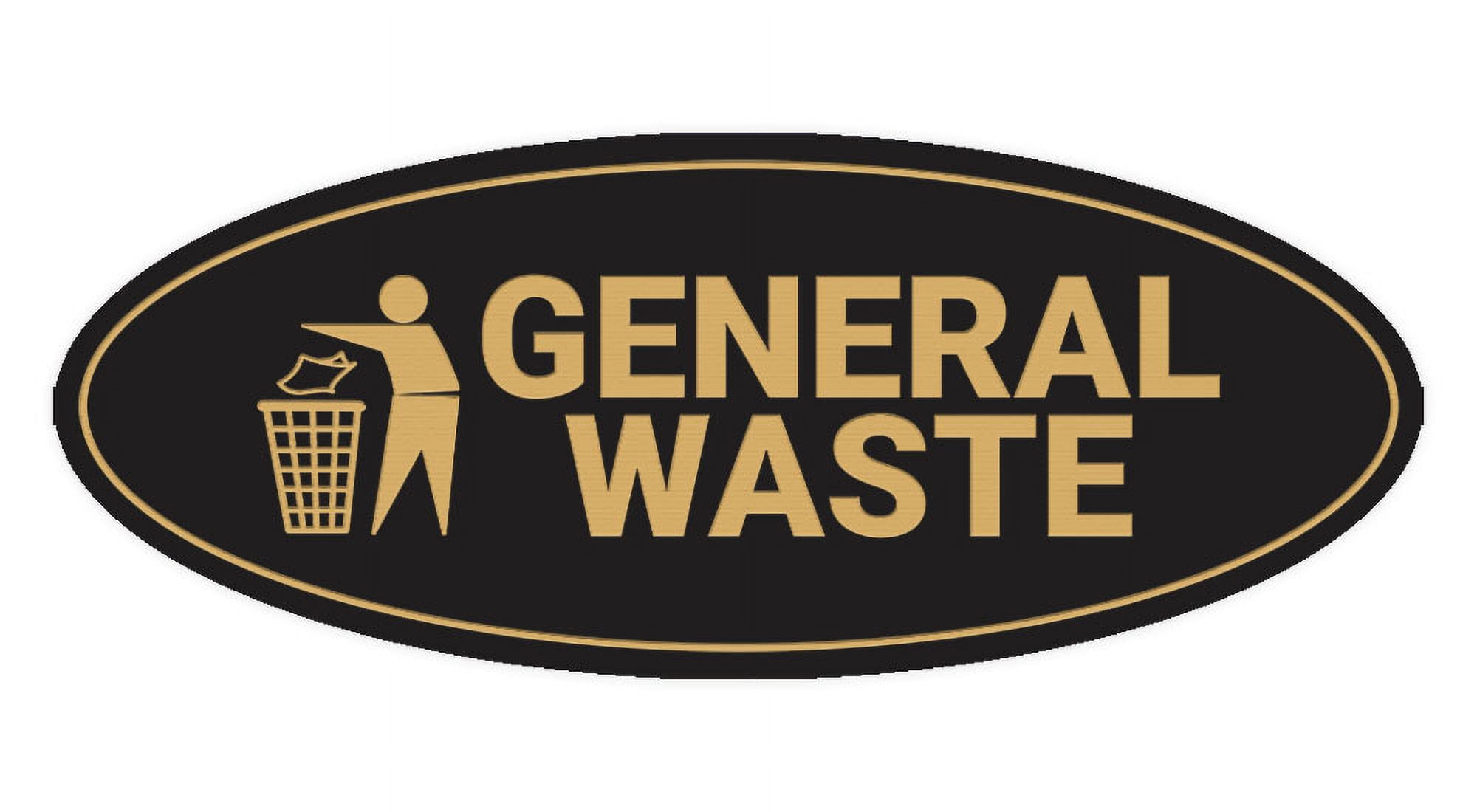 Signs ByLITA Oval General Waste Sign - Laser-Engraved Lettering ...