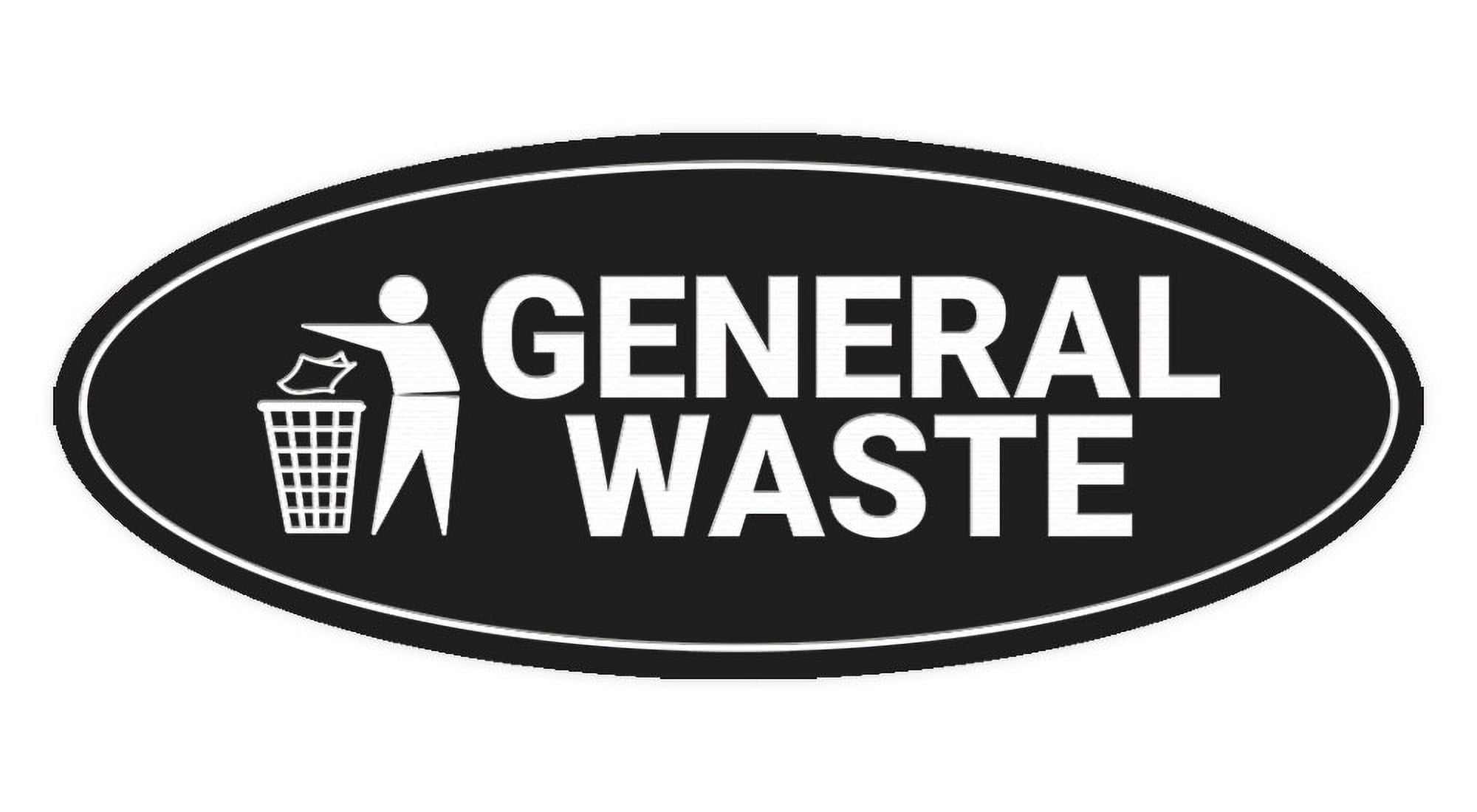 Signs ByLITA Oval General Waste Sign - Laser-Engraved Lettering ...