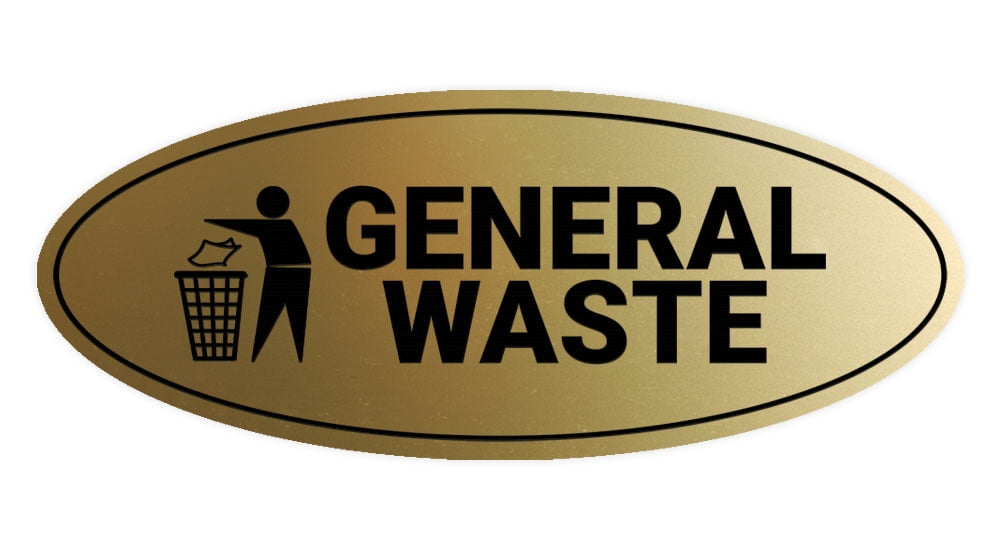 Signs ByLITA Oval General Waste Sign - Laser-Engraved Lettering ...