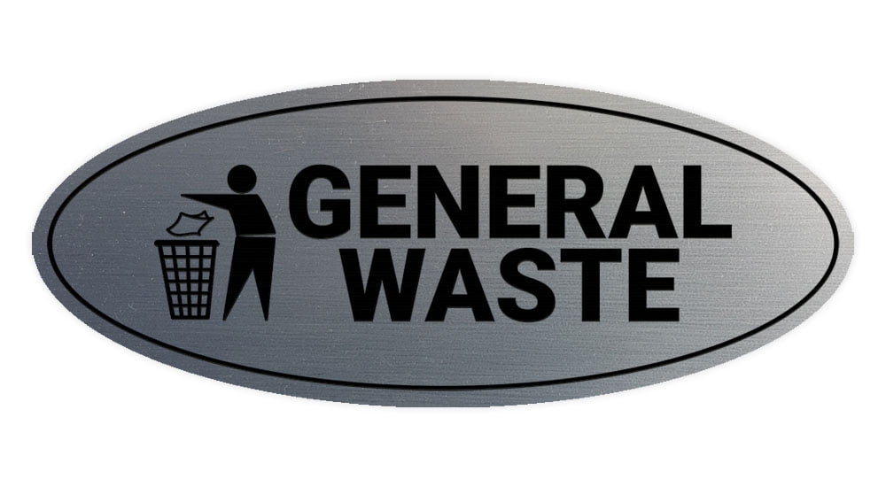 Signs ByLITA Oval General Waste Sign - Laser-Engraved Lettering ...