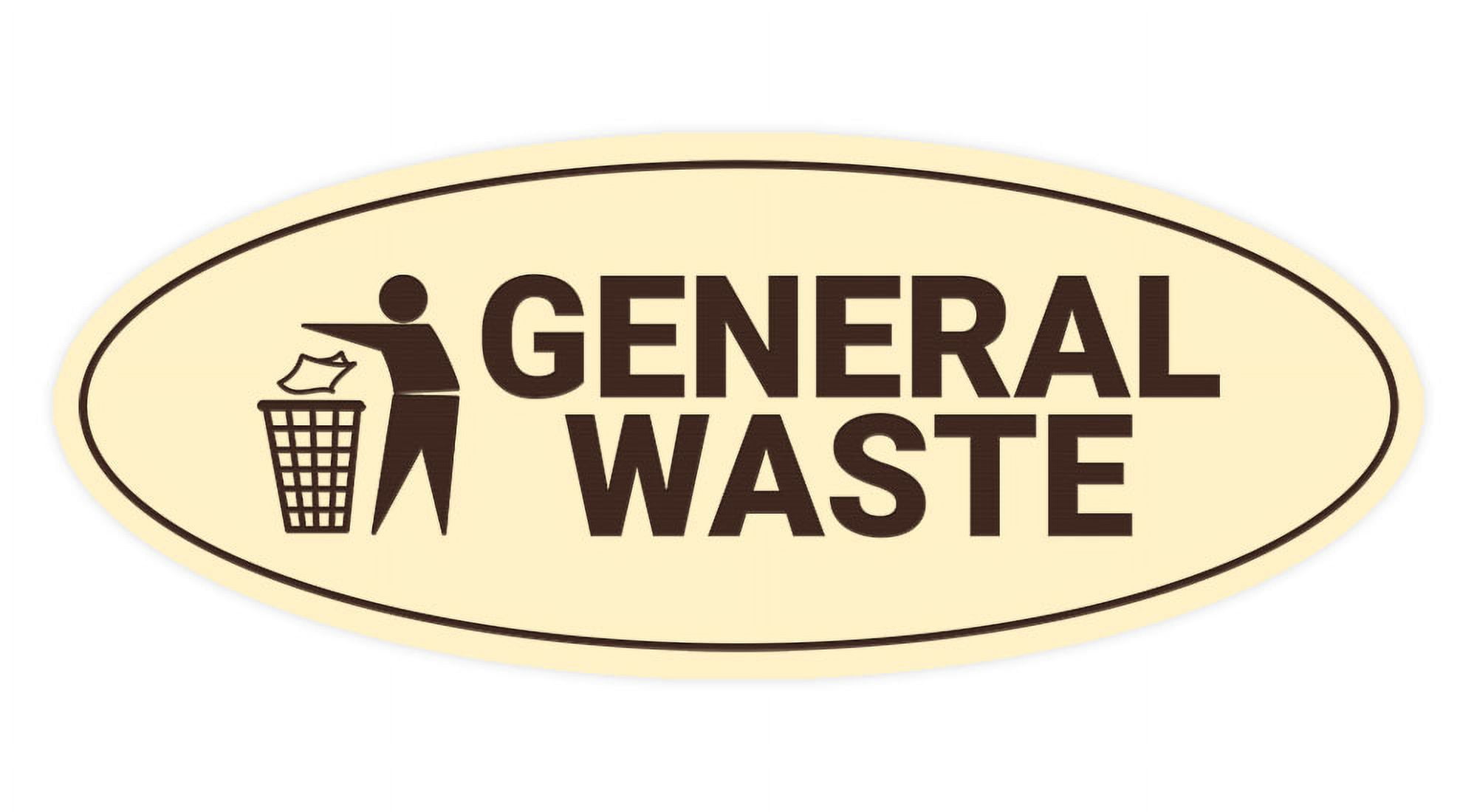 Signs ByLITA Oval General Waste Sign - Laser-Engraved Lettering ...