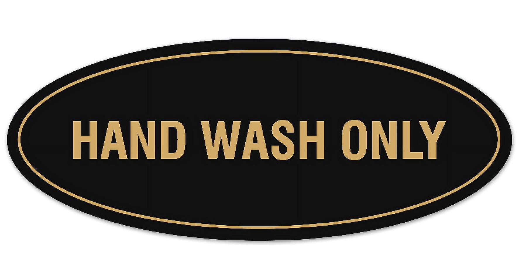 Signs ByLITA Oval Hand Wash Only Sign - Laser-Engraved Lettering ...