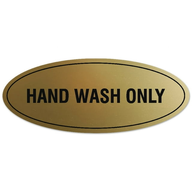 Signs ByLITA Oval Hand Wash Only Sign - Laser-Engraved Lettering ...