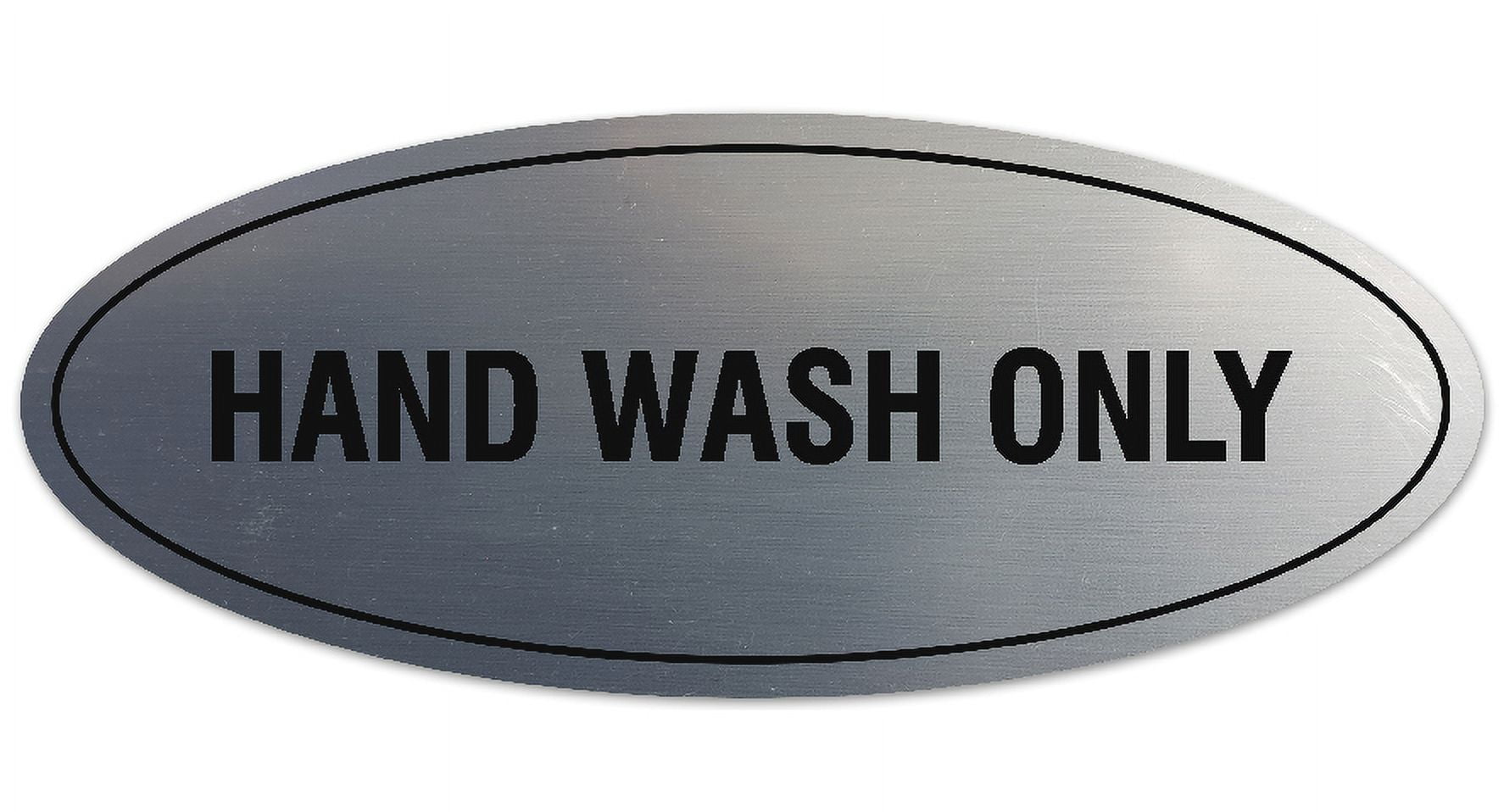 Signs ByLITA Oval Hand Wash Only Sign - Laser-Engraved Lettering ...