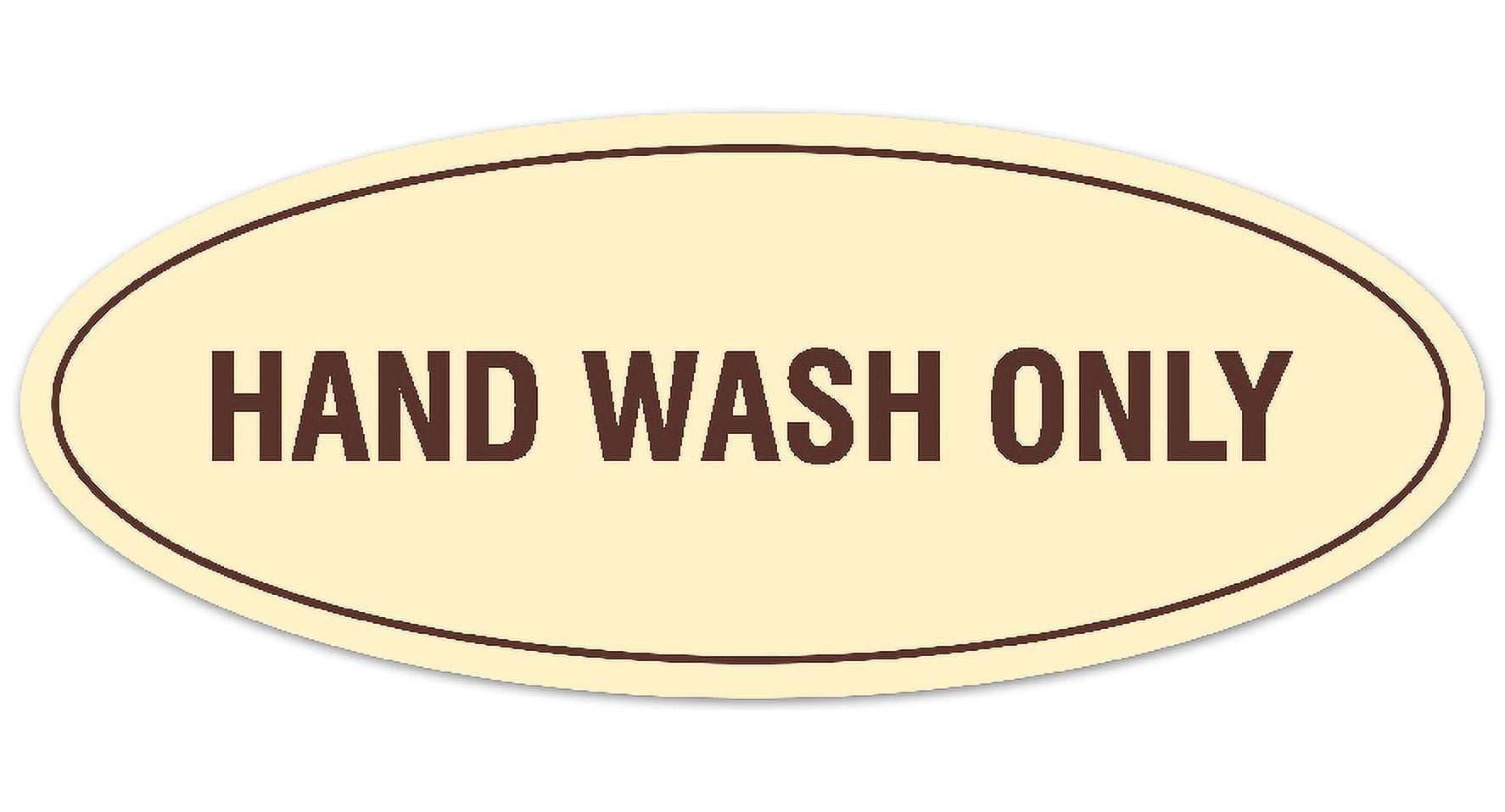 Signs ByLITA Oval Hand Wash Only Sign - Laser-Engraved Lettering ...