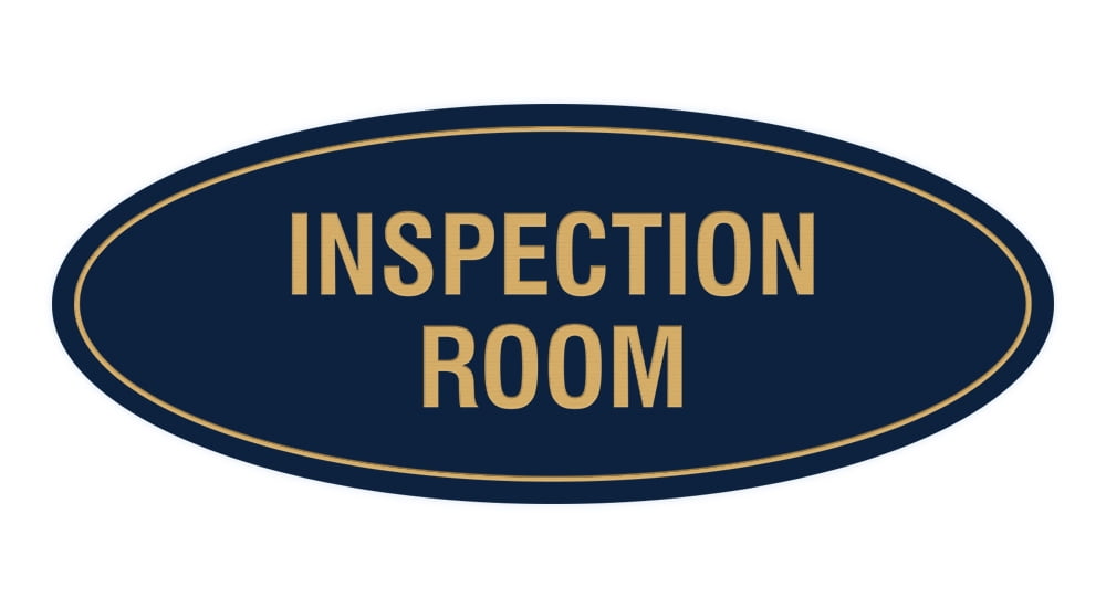 Signs ByLITA Oval Inspection Room Sign (Navy Blue/Gold) - Small 2x5 ...