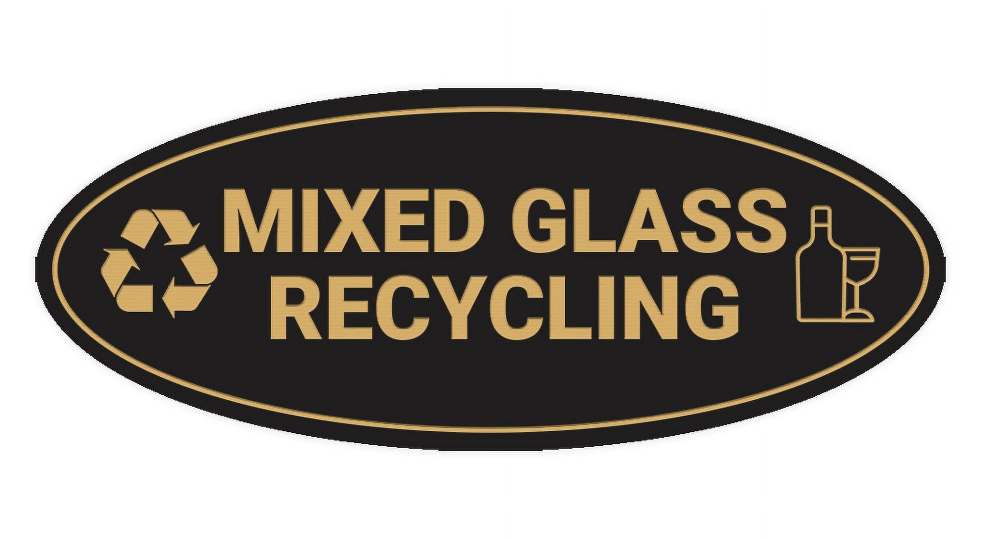 Signs ByLITA Oval Mixed glass recycling Sign - Laser-Engraved Lettering ...