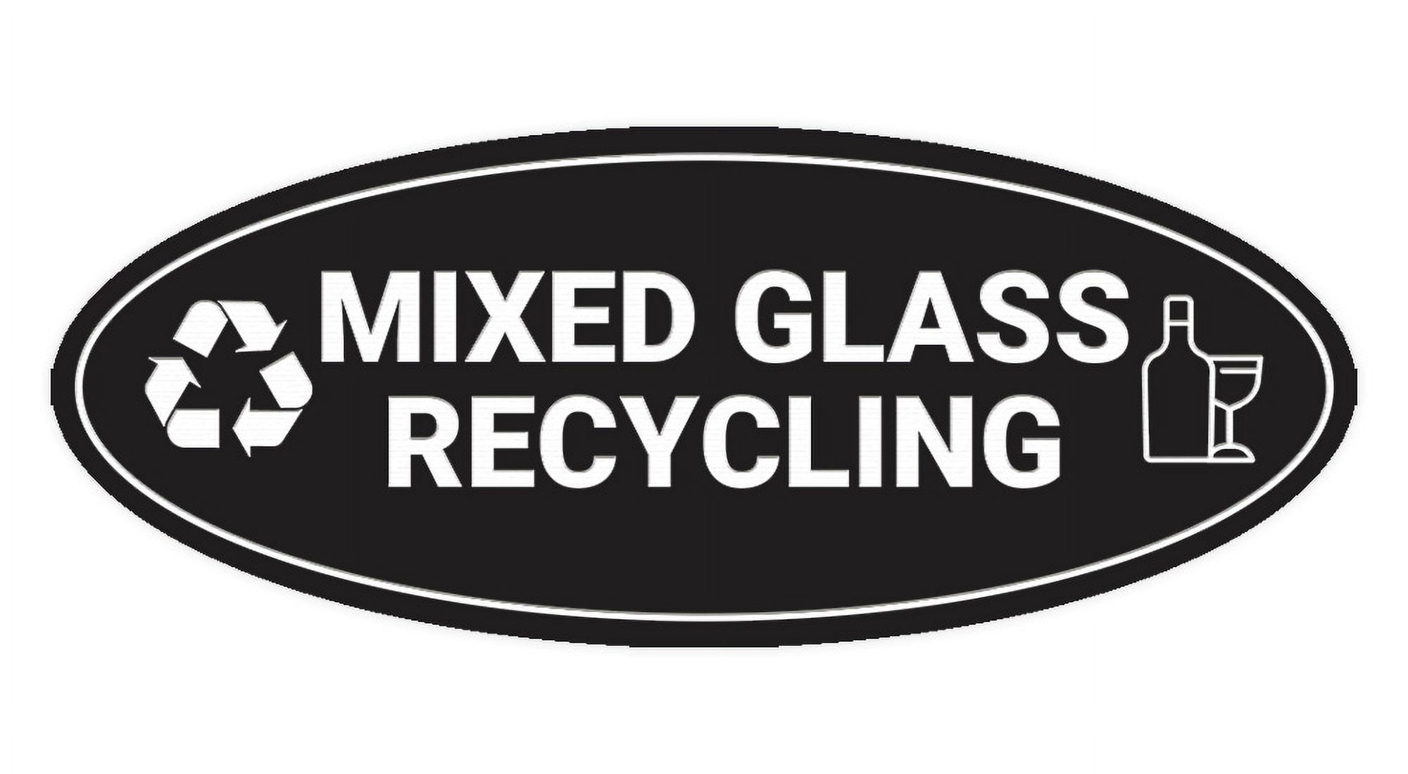 Signs ByLITA Oval Mixed glass recycling Sign - Laser-Engraved Lettering ...