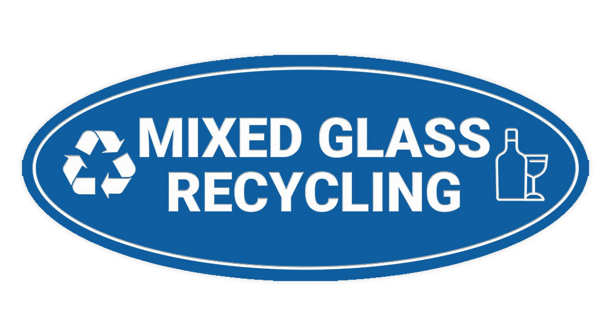 Signs ByLITA Oval Mixed glass recycling Sign - Laser-Engraved Lettering ...