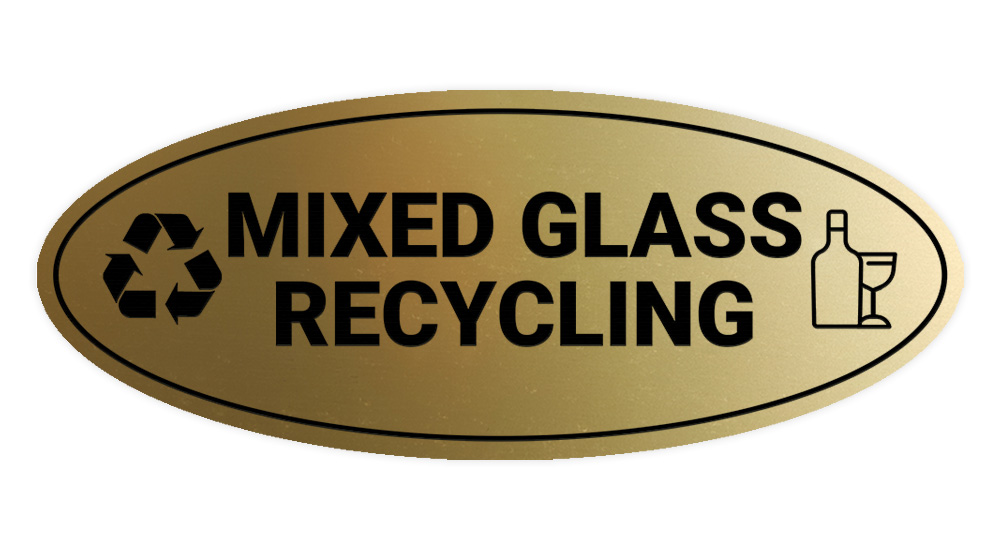 Signs ByLITA Oval Mixed glass recycling Sign - Laser-Engraved Lettering ...