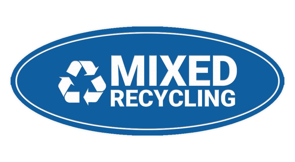 Signs ByLITA Oval Mixed recycling Sign - Laser-Engraved Lettering ...