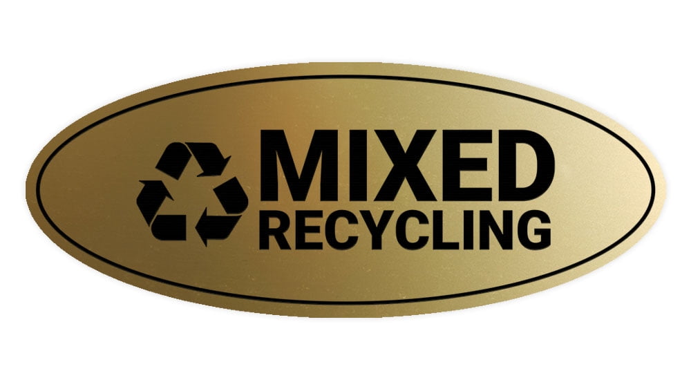 Signs ByLITA Oval Mixed recycling Sign - Laser-Engraved Lettering ...