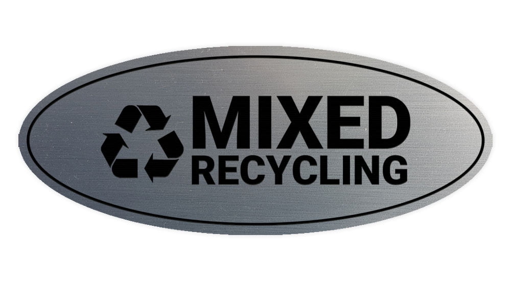 Signs ByLITA Oval Mixed recycling Sign - Laser-Engraved Lettering ...