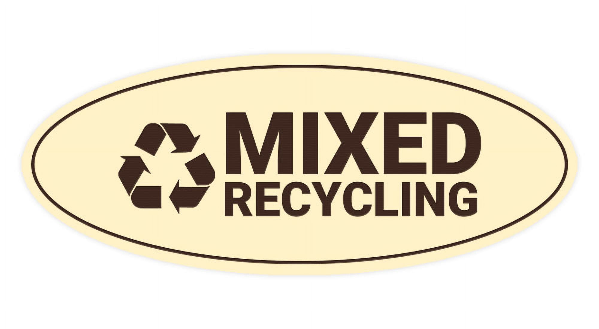 Signs ByLITA Oval Mixed recycling Sign - Laser-Engraved Lettering ...