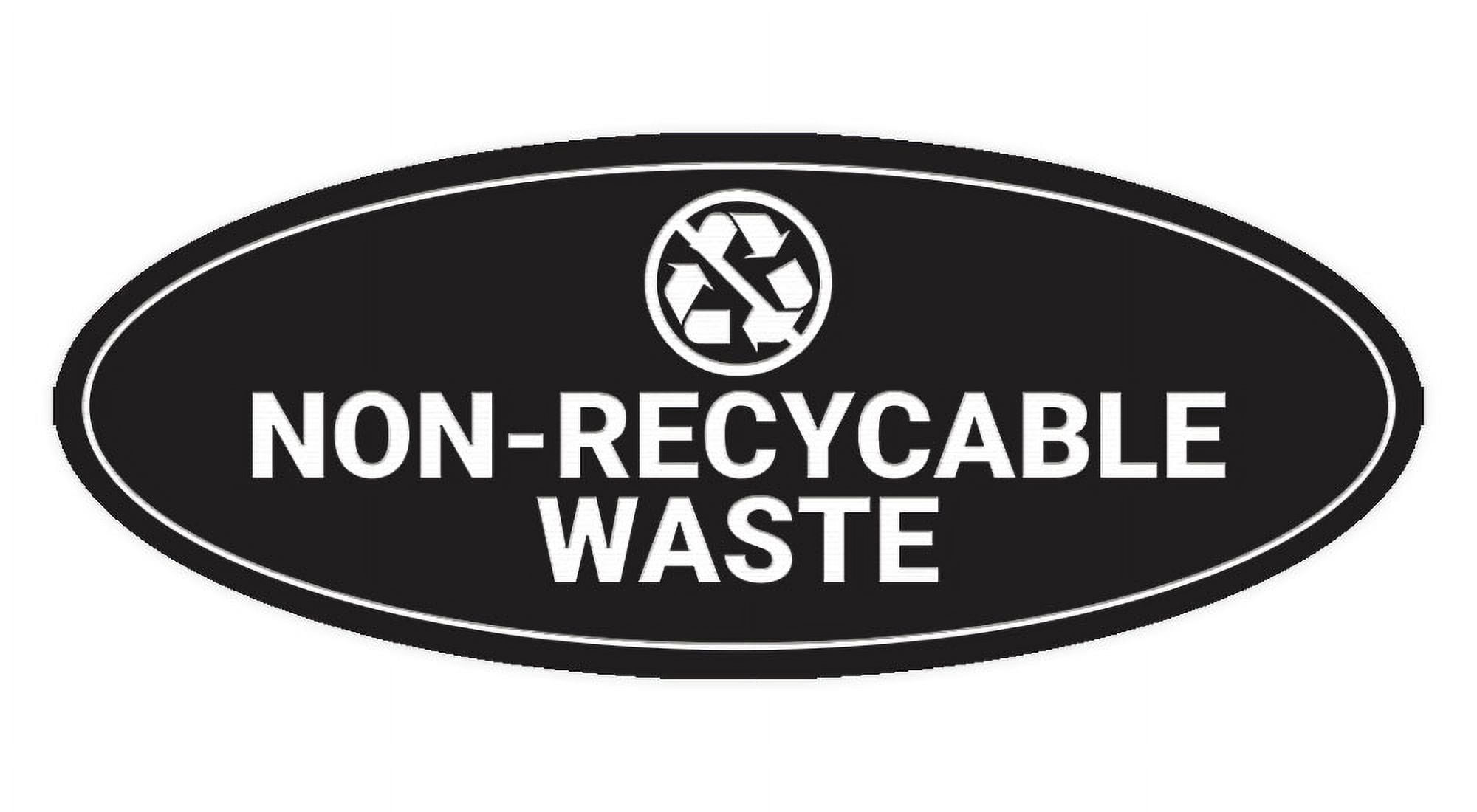 Signs ByLITA Oval Non-recyclable waste Sign - Laser-Engraved Lettering ...