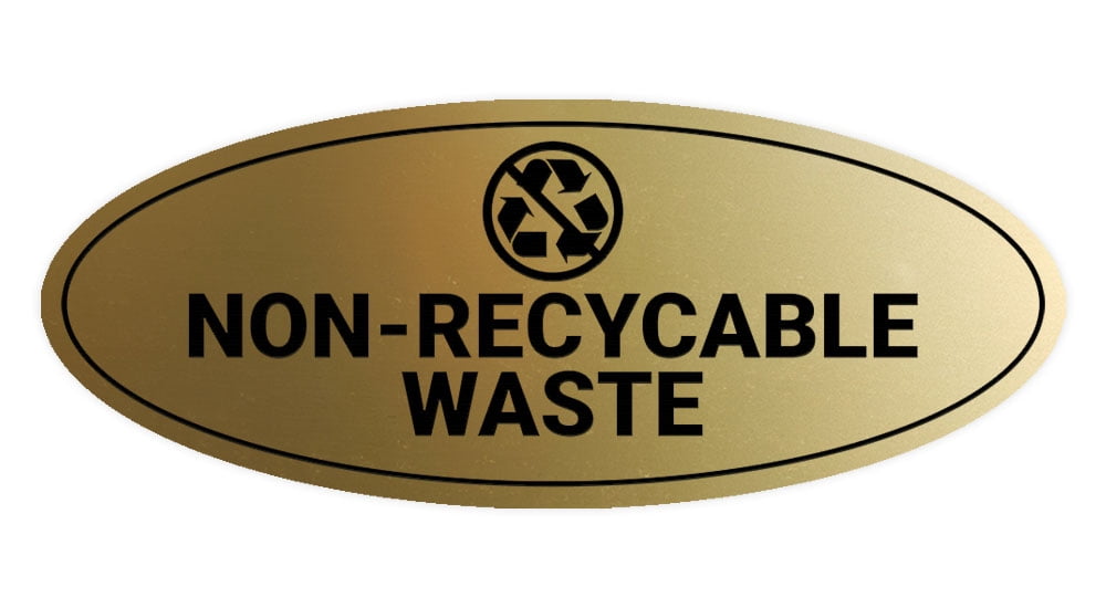 Signs ByLITA Oval Non-recyclable waste Sign - Laser-Engraved Lettering ...