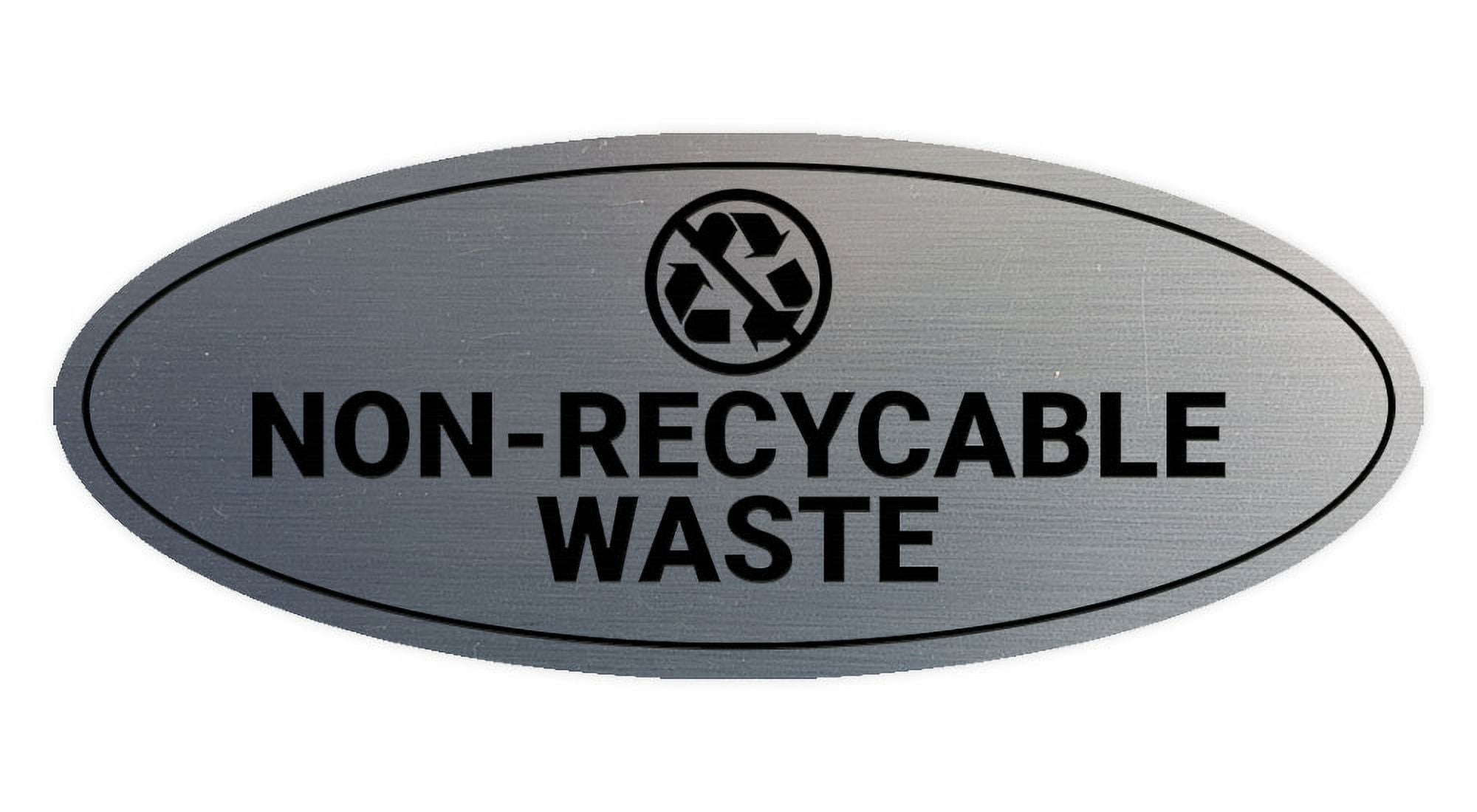 Signs ByLITA Oval Non-recyclable waste Sign - Laser-Engraved Lettering ...