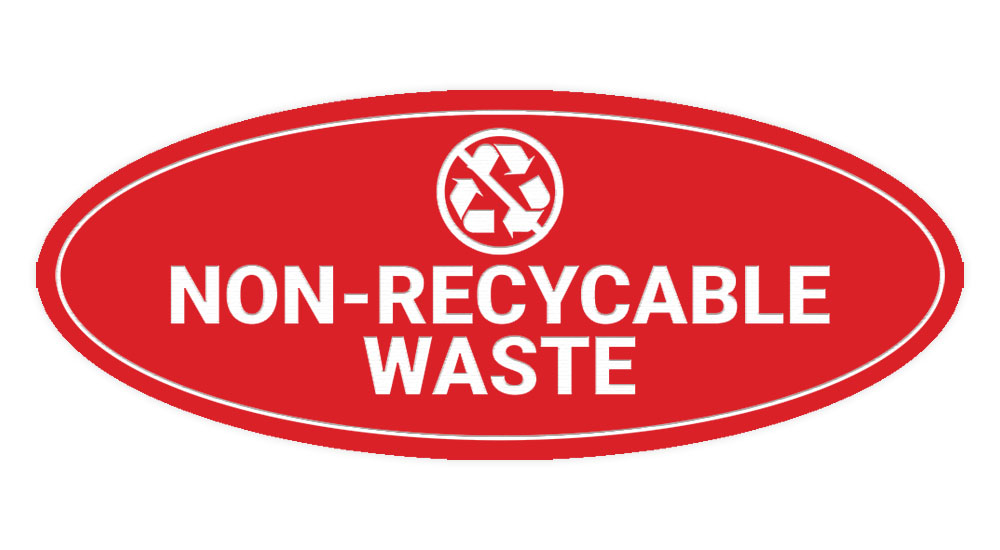 Signs ByLITA Oval Non-recyclable waste Sign - Laser-Engraved Lettering ...