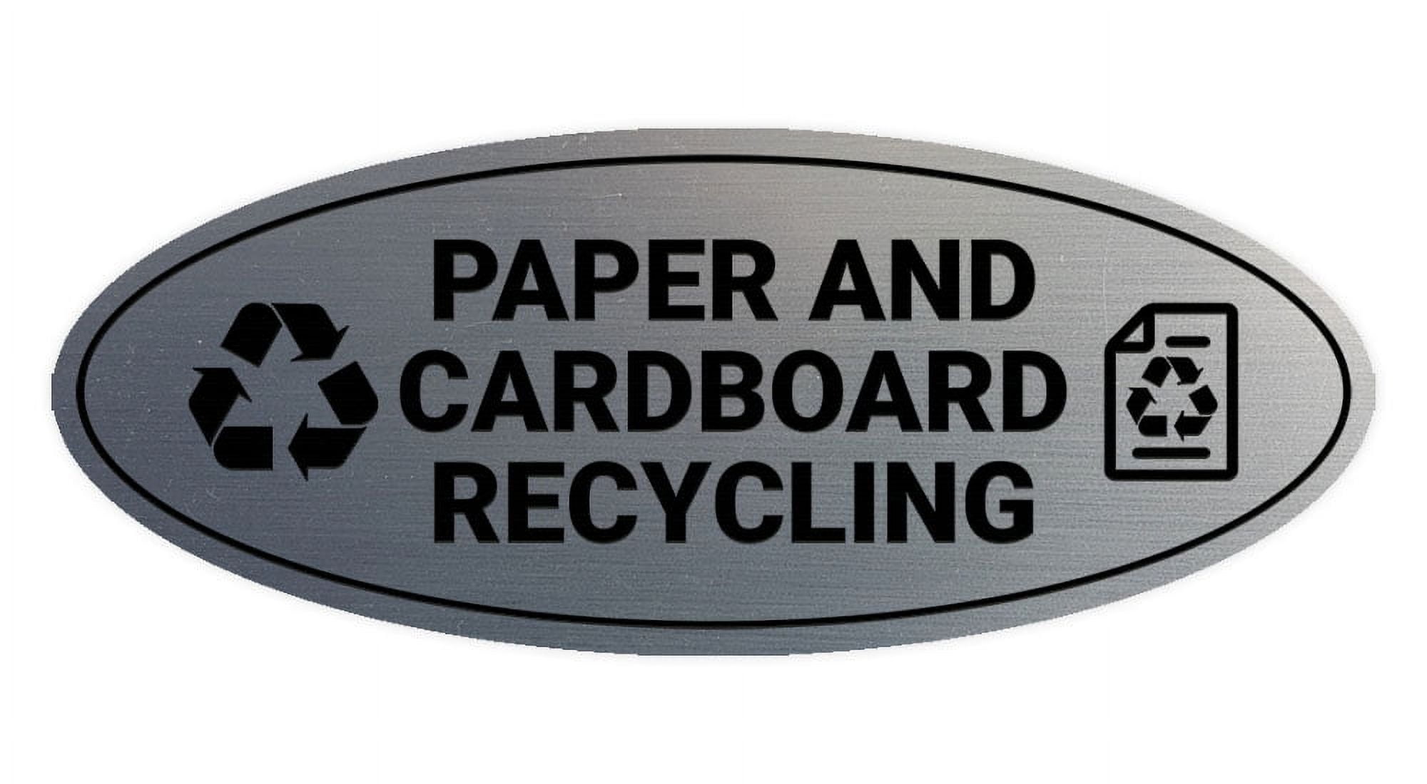 Signs ByLITA Oval Paper and cardboard recycling Sign - Laser-Engraved ...