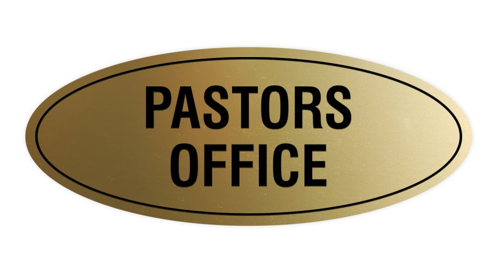 Signs ByLITA Oval Pastors Office Sign (Brushed Gold) - Small 2x5 ...