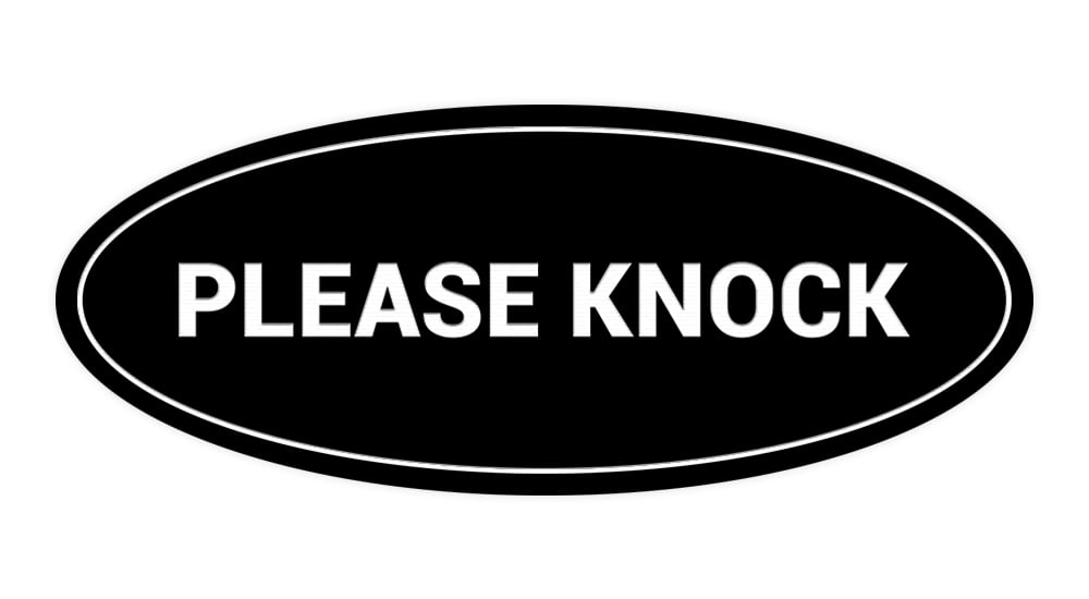 Oval Please Knock Sign (Black) - Small 2x5" - Walmart.com