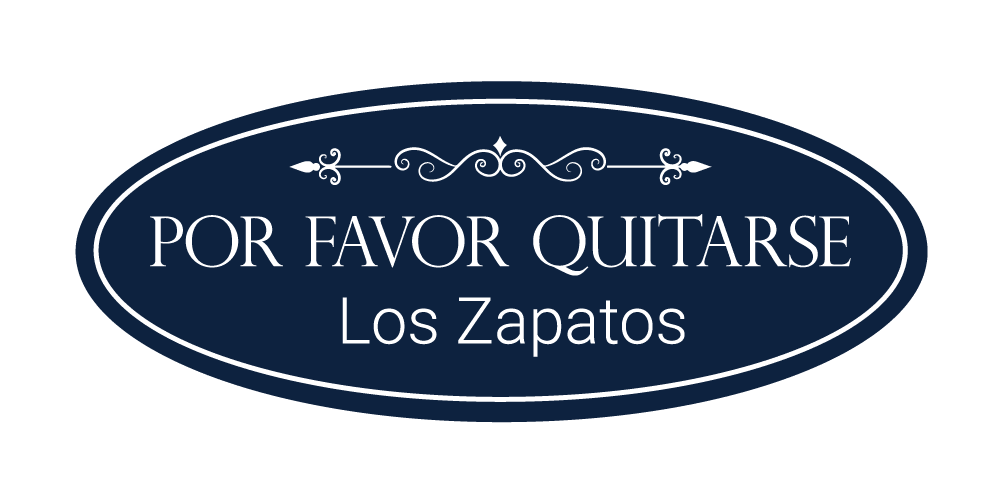 Signs ByLITA Oval Por Favor Quitarse Los Zapatos Thank You Sign (Navy ...