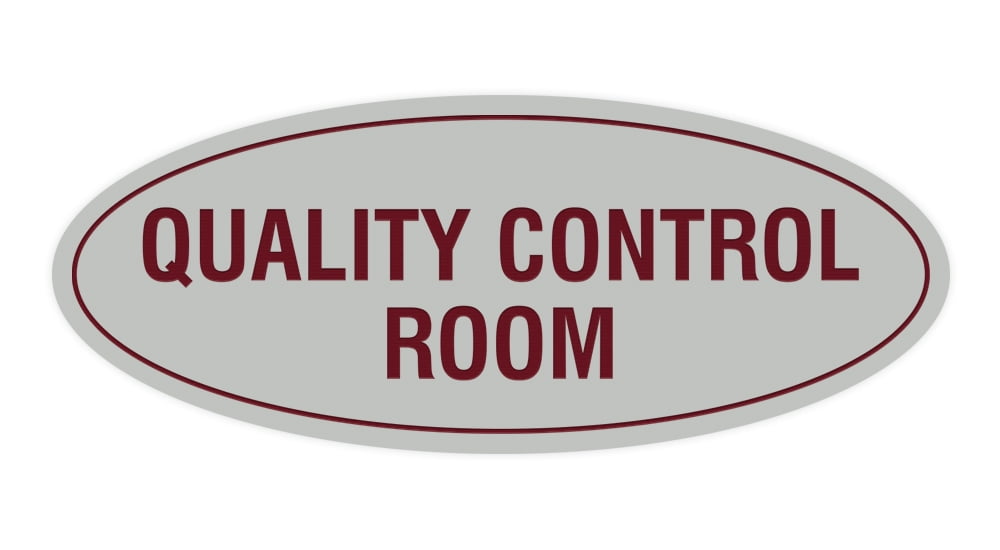 Signs ByLITA Oval Quality Control Room Sign (Light Grey / Burgundy ...
