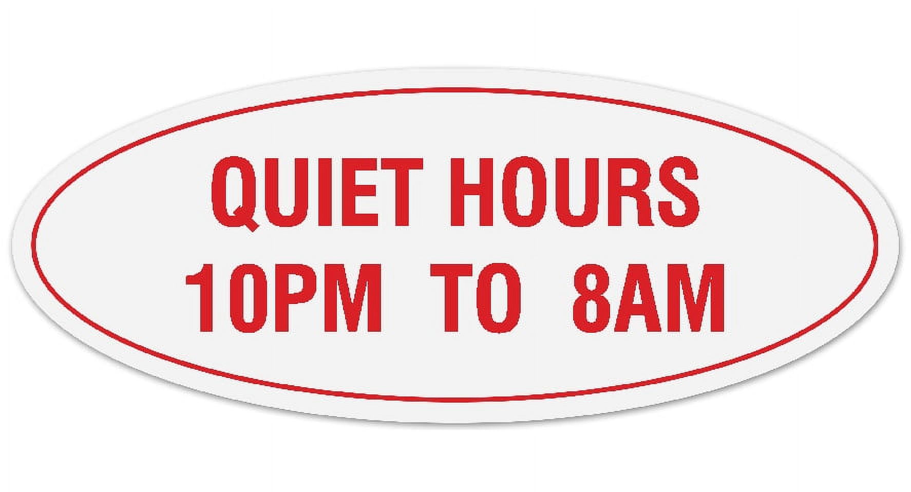 Signs ByLITA Oval Quiet Hours 10PM to 8AM Sign - Laser-Engraved ...