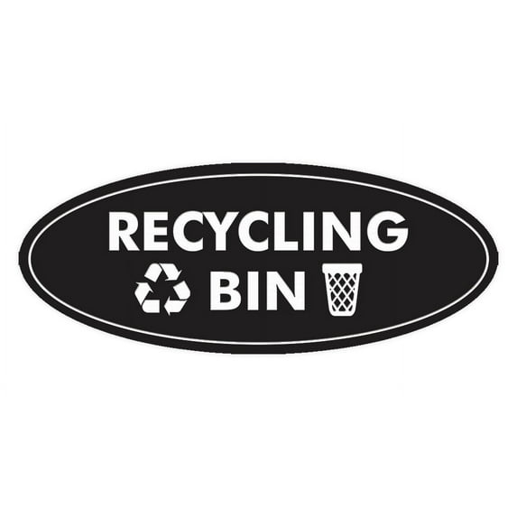 Signs ByLITA Oval Recycling bin Sign - Laser-Engraved Lettering ...