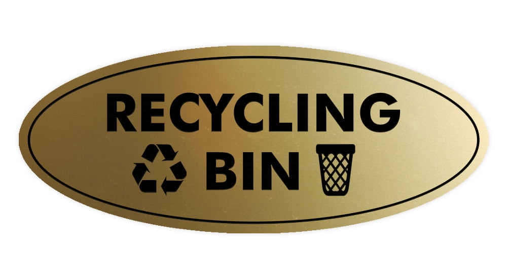 Signs ByLITA Oval Recycling bin Sign - Laser-Engraved Lettering ...