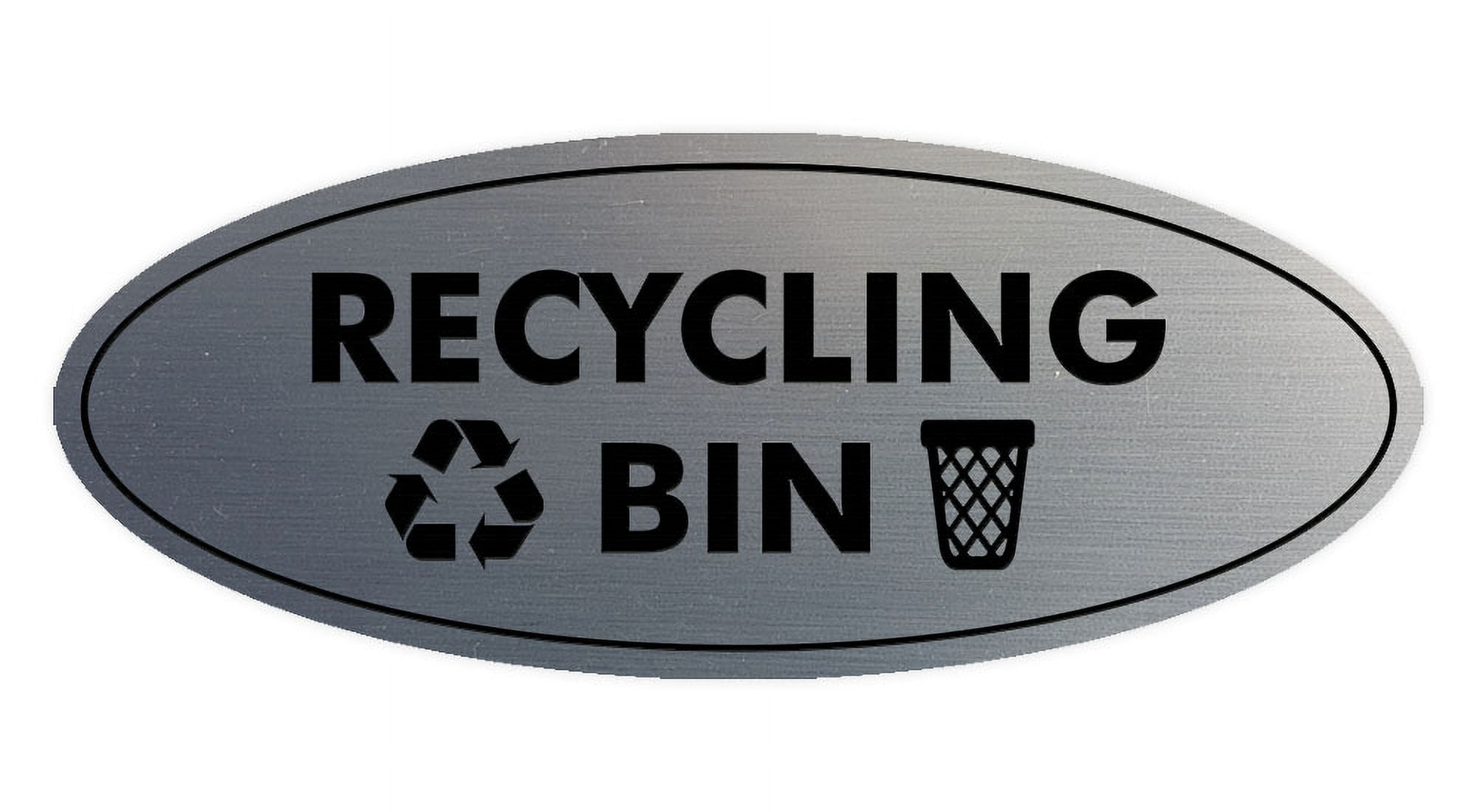 Signs ByLITA Oval Recycling bin Sign - Laser-Engraved Lettering ...
