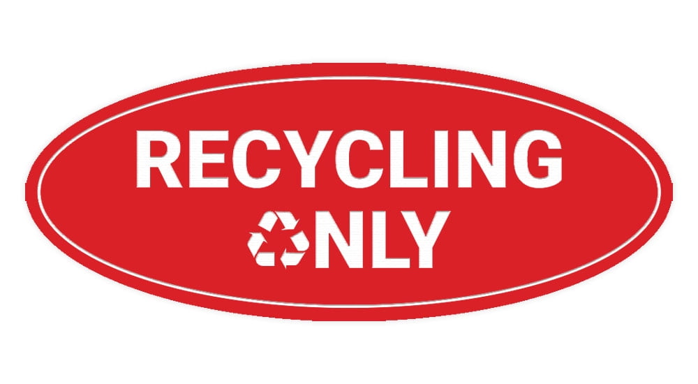 Signs ByLITA Oval Recycling only Sign - Laser-Engraved Lettering ...