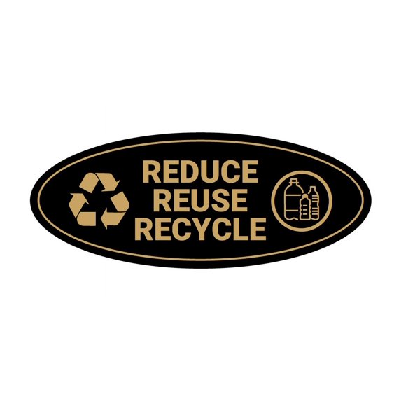 Signs ByLITA Oval Reduce Reuse Recycle Sign - Laser-Engraved Lettering ...