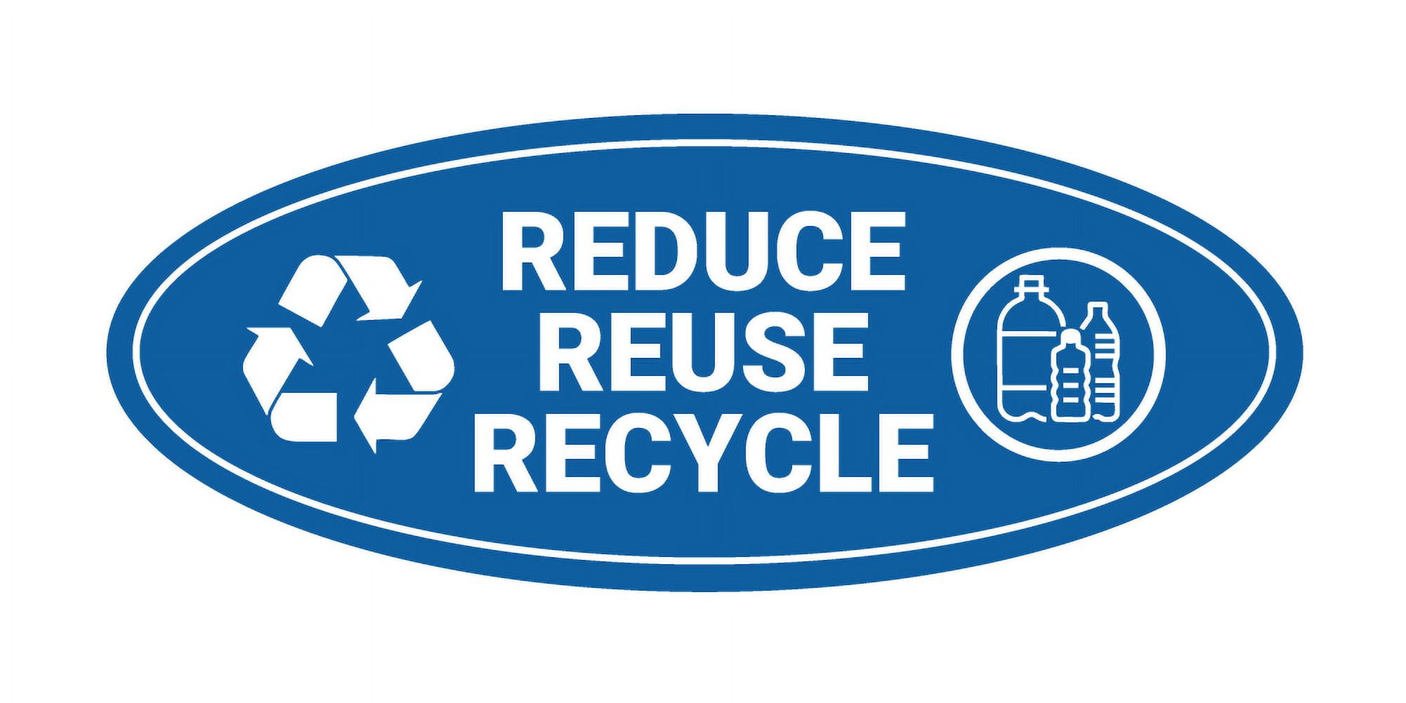 Signs ByLITA Oval Reduce Reuse Recycle Sign - Laser-Engraved Lettering ...