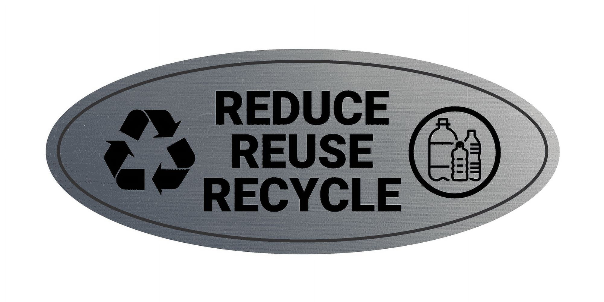 Signs ByLITA Oval Reduce Reuse Recycle Sign - Laser-Engraved Lettering ...