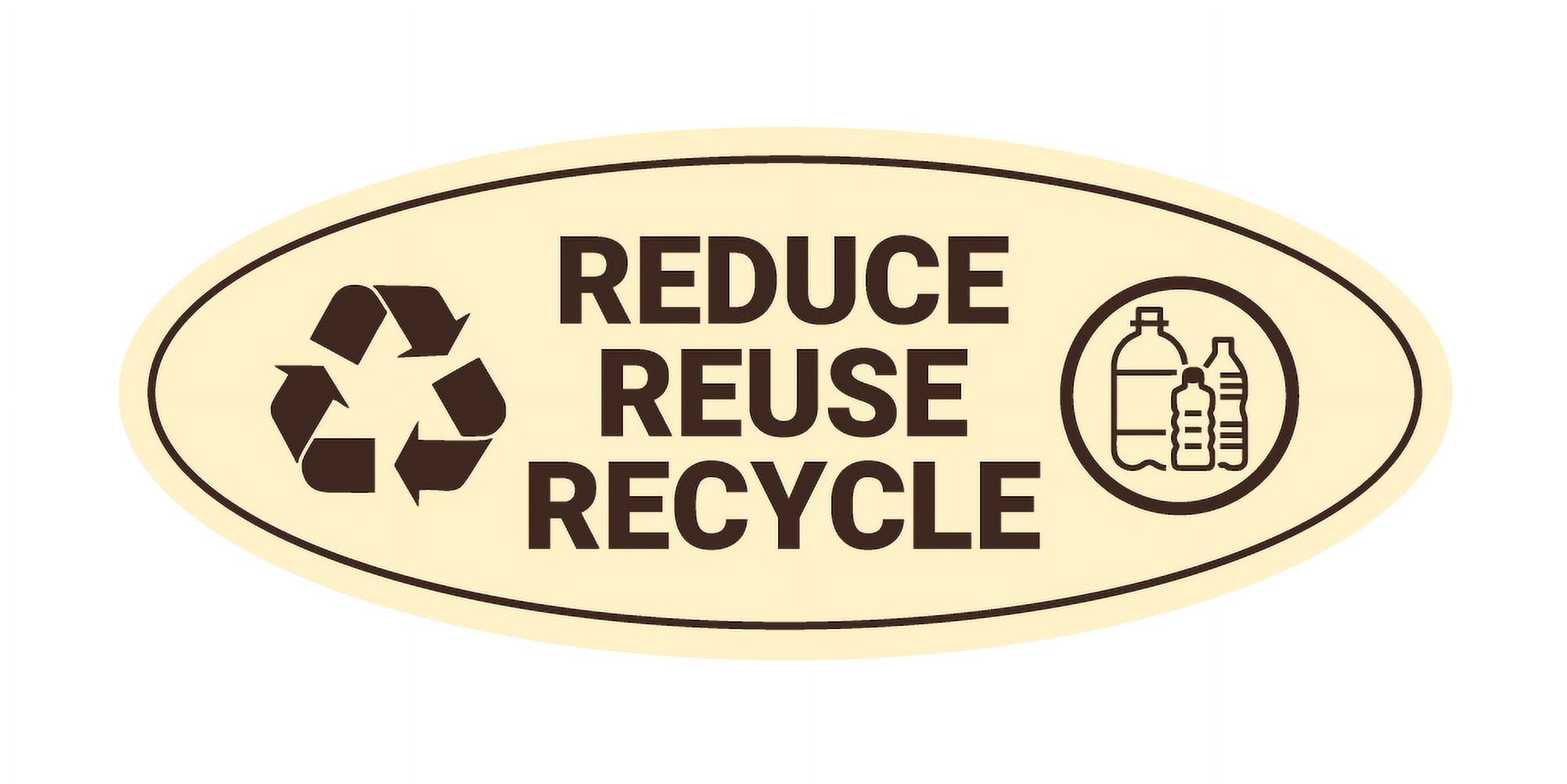 Signs ByLITA Oval Reduce Reuse Recycle Sign - Laser-Engraved Lettering ...