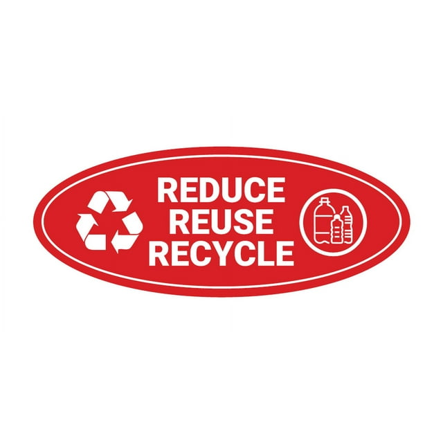 Signs ByLITA Oval Reduce Reuse Recycle Sign - Laser-Engraved Lettering ...