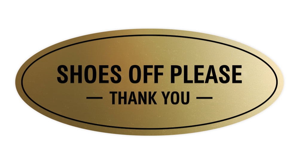 Signs ByLITA Oval Shoes Off Please Thank You Sign (Brushed Gold ...
