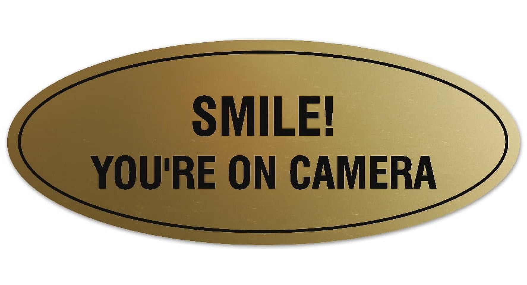 Signs ByLITA Oval Smile You're on Camera Sign - Laser-Engraved ...