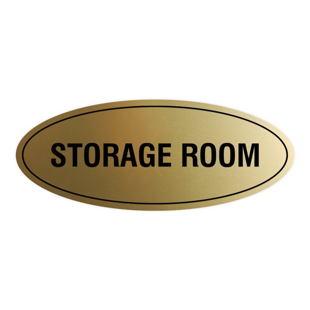 Signs ByLITA Oval Storage Room Sign (Brushed Gold) - Large 3.6x9 ...