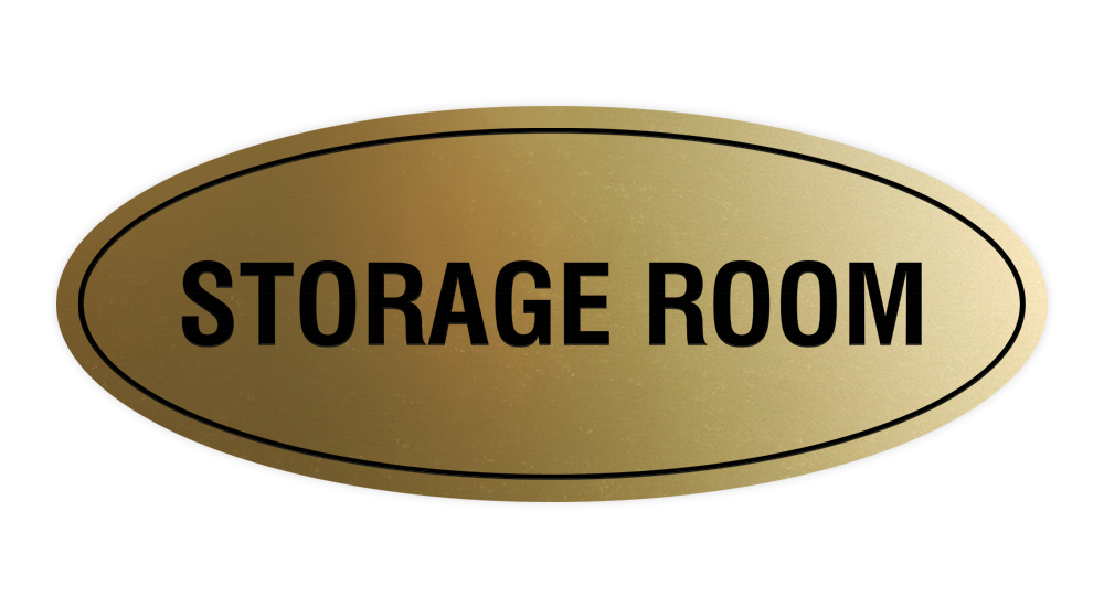 Signs ByLITA Oval Storage Room Sign (Brushed Gold) - Small 2x5 ...