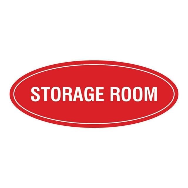 Signs ByLITA Oval Storage Room Sign (Red) - Small 2x5" - Walmart.com