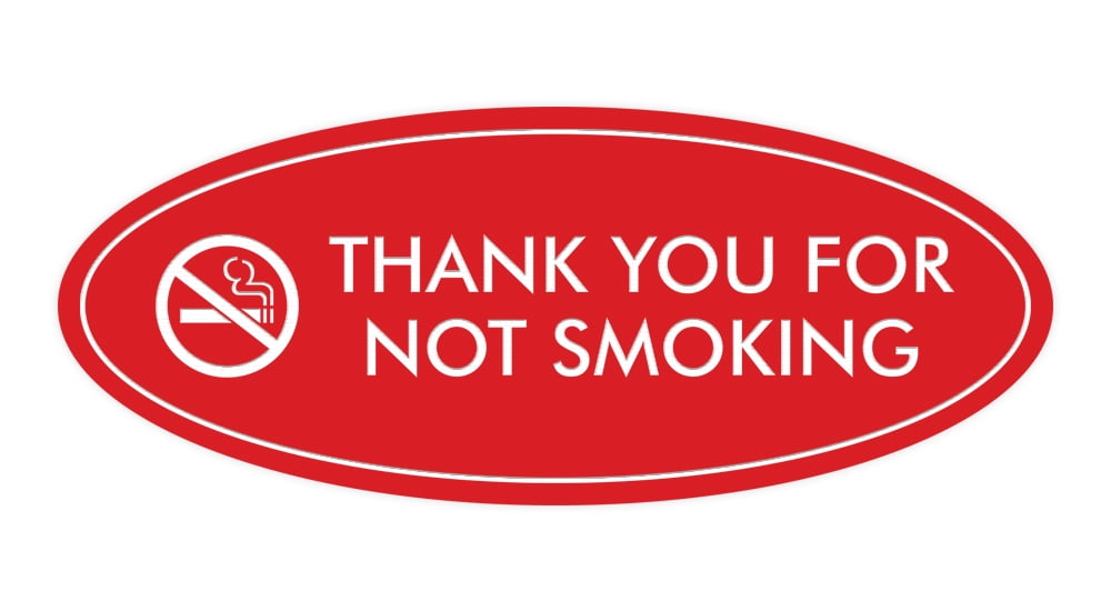 Signs ByLITA Oval THANK YOU FOR NOT SMOKING Sign (Red) - Small 2x5 ...