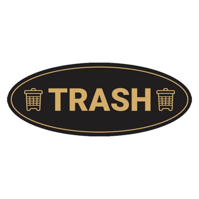 Signs ByLITA Oval Trash Sign - Laser-Engraved Lettering | Durable ABS ...