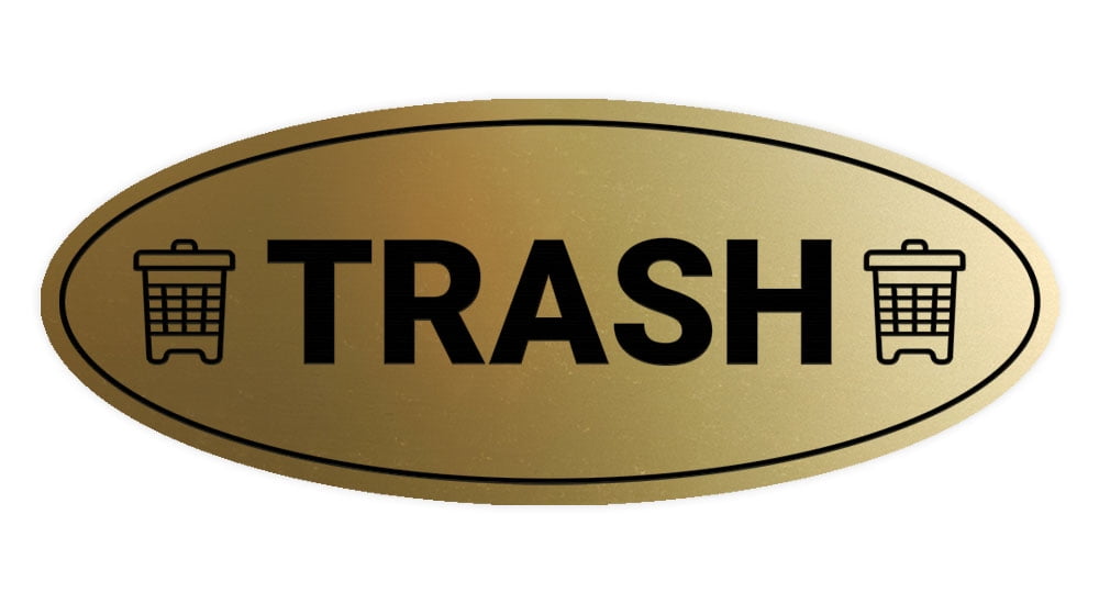 Signs ByLITA Oval Trash Sign - Laser-Engraved Lettering | Durable ABS ...