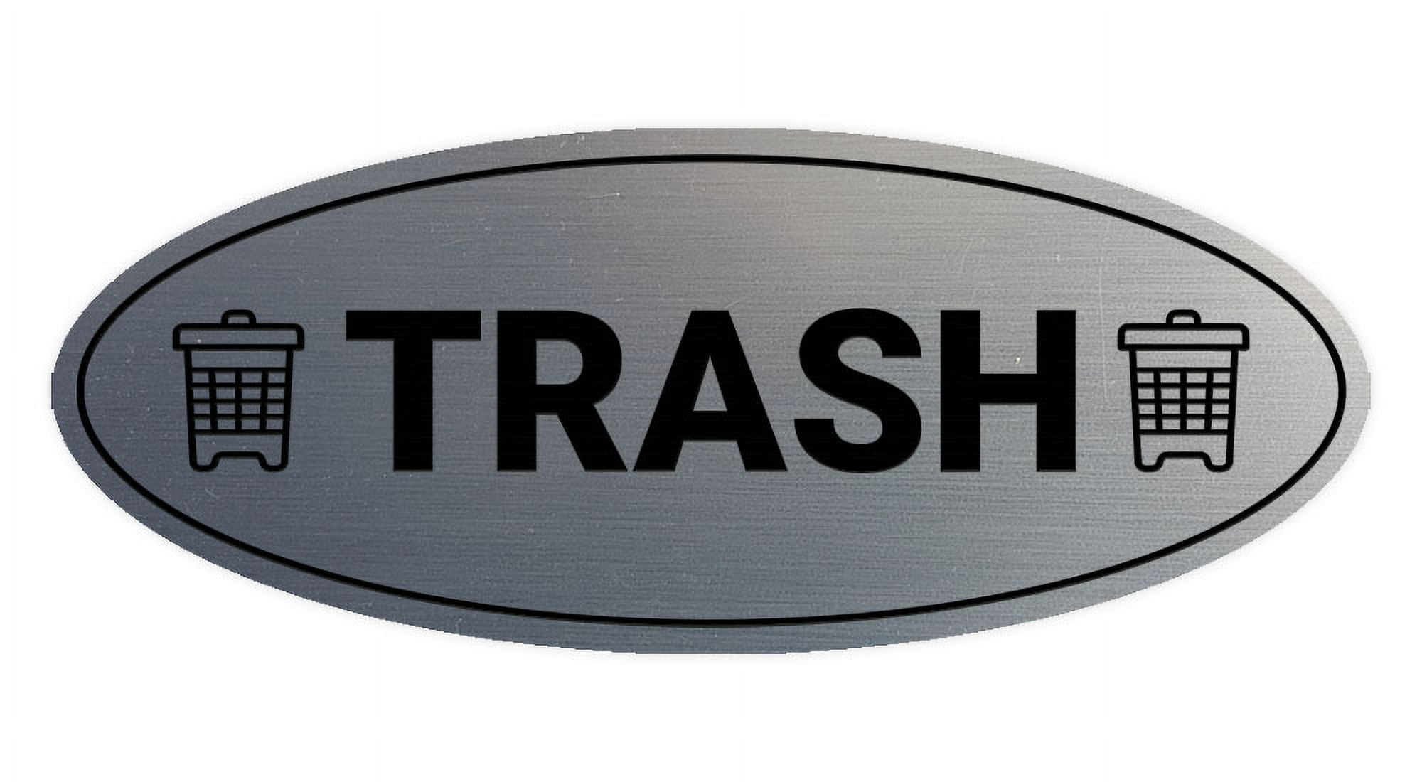 Signs ByLITA Oval Trash Sign - Laser-Engraved Lettering | Durable ABS ...
