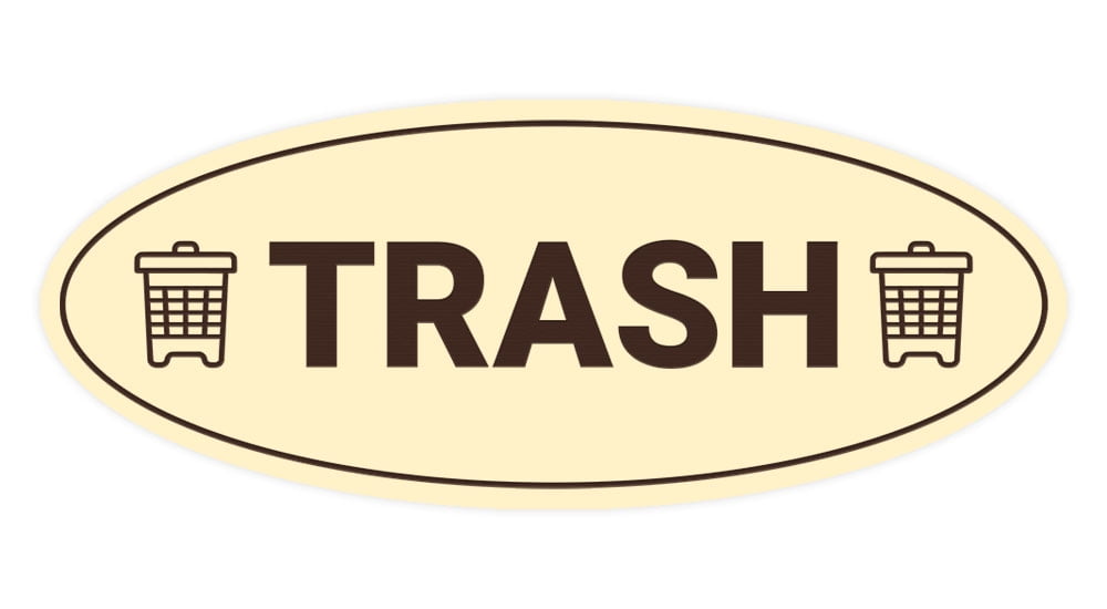 Signs ByLITA Oval Trash Sign - Laser-Engraved Lettering | Durable ABS ...