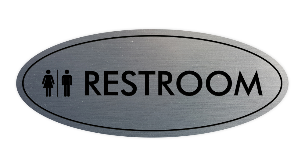 Signs ByLITA Oval UNISEX RESTROOM Sign (Brushed Silver) - Small 2x5 ...